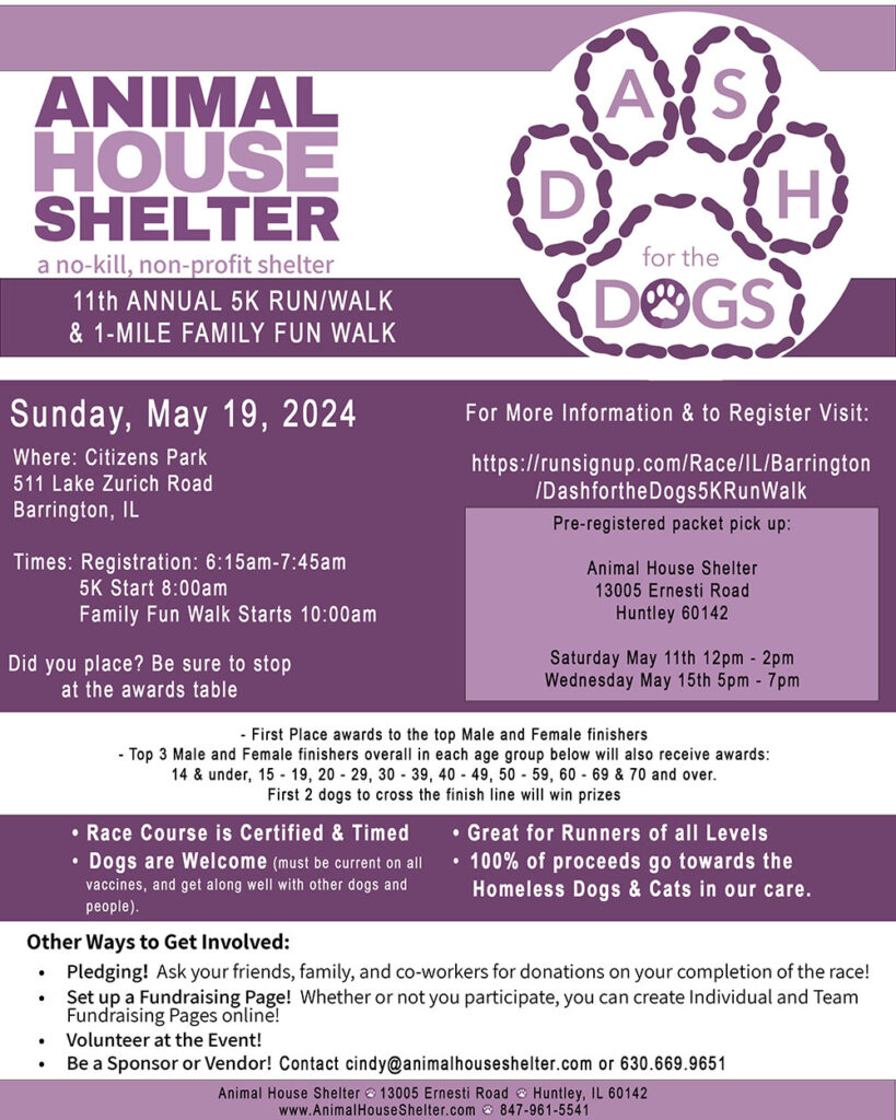 Dash for the Dogs | 5K Run or Walk | Animal House Shelter